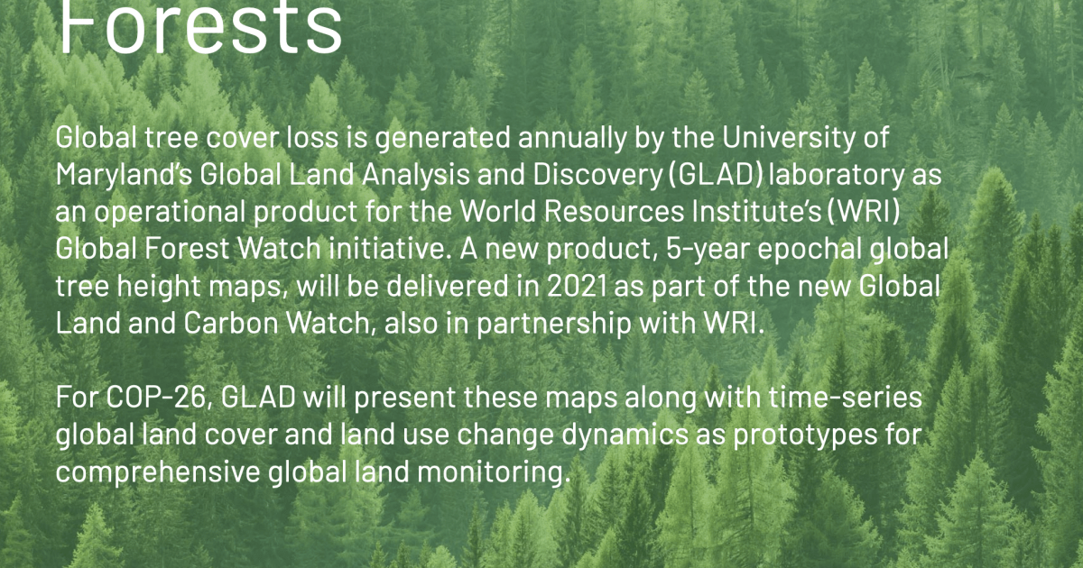 GLAD Forest Products Highlighted by CEOS for the UNFCCC Global ...